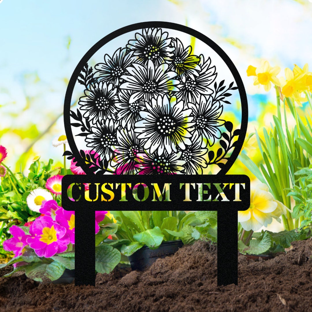 Custom Daisies Flowers Garden Sign With Stake,metal Garden Sign ...