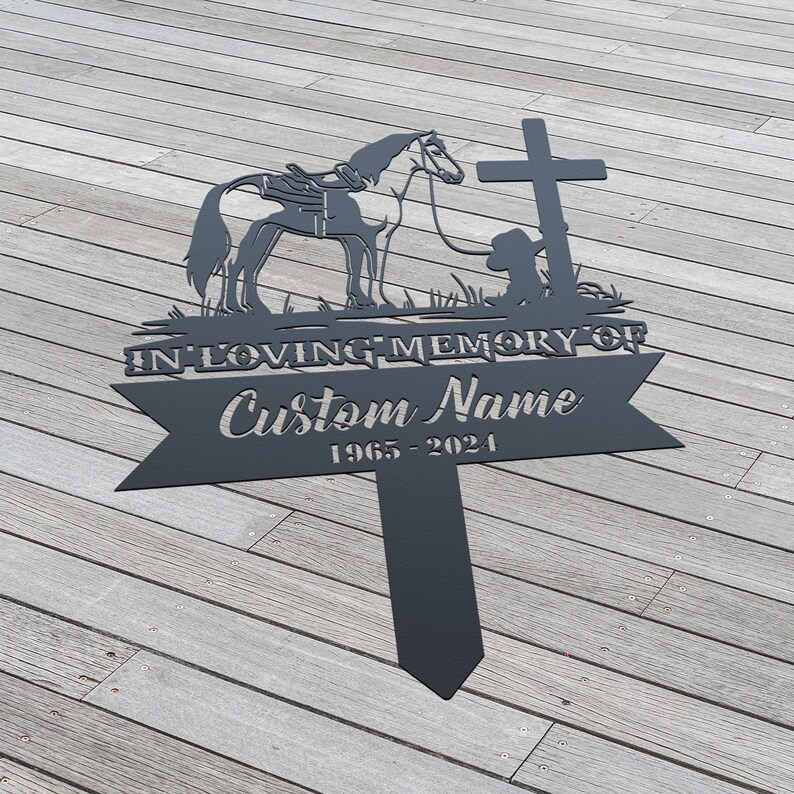 Personalized Praying Cowboy Memorial Stake, Metal Stake, Sympathy Signs ...