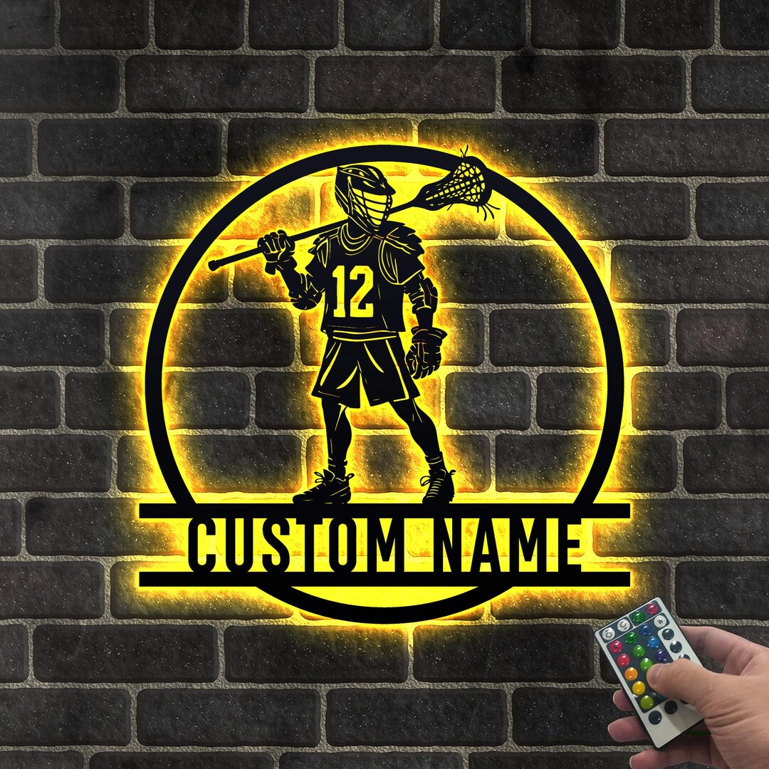 Personalized Lacrosse Sign Metal Wall Art Led Light, Lacrosse Sticks ...