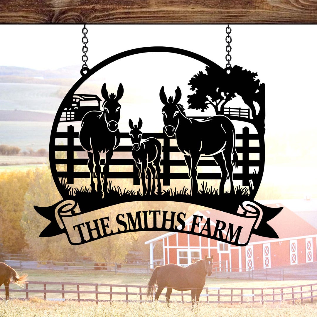 Personalized Donkey Metal Wall Art Name Signs, Custom Donkey Metal Wall ...