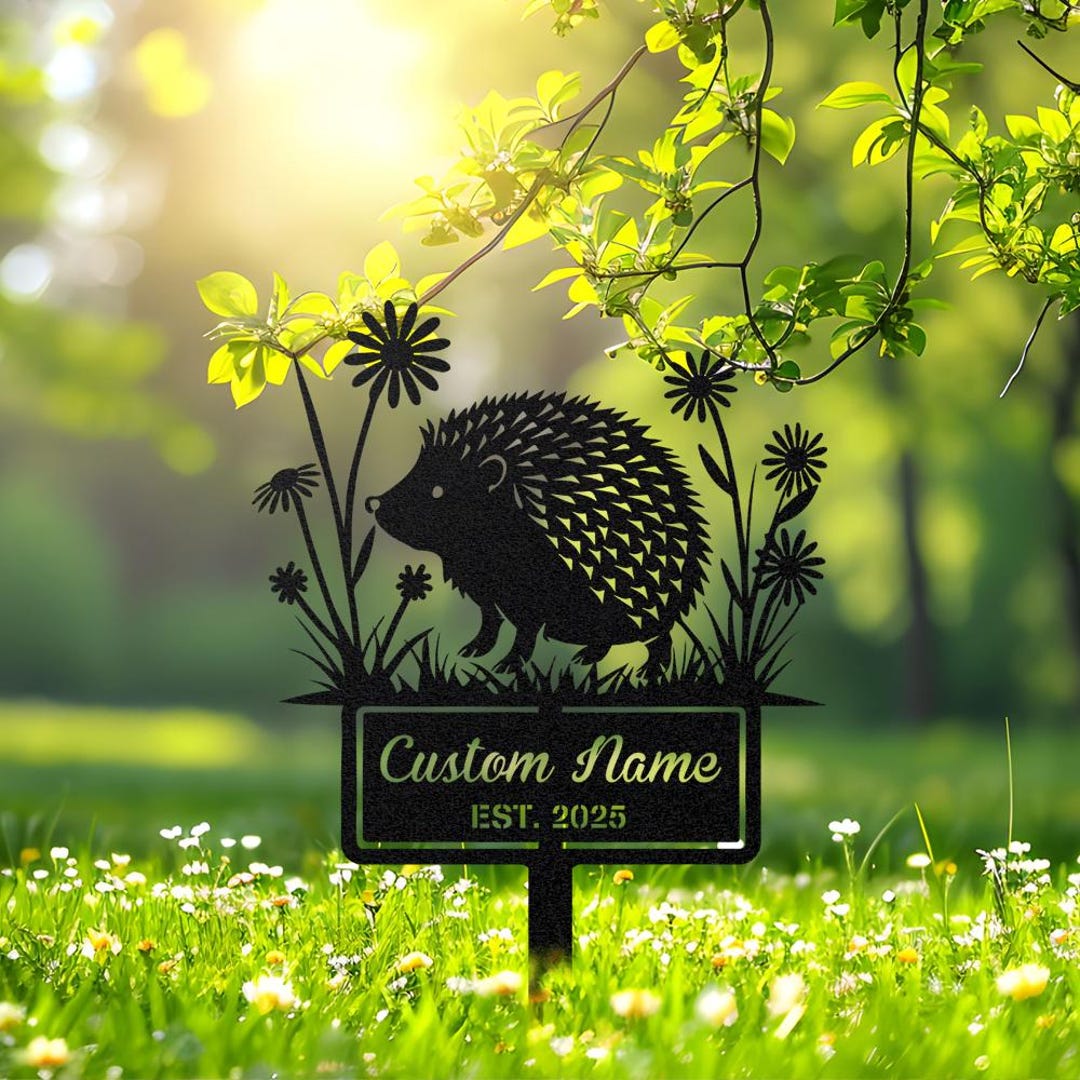 Custom Hedgehog Sign With Name, Personalized Hedgehog Garden Sign ...