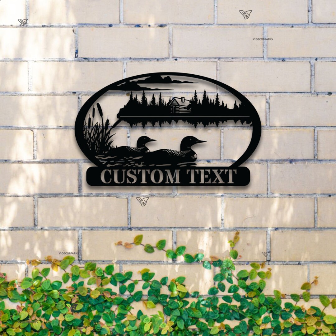 Personalized Loon Metal Sign, Custom Lake House Metal Sign, Outdoor ...