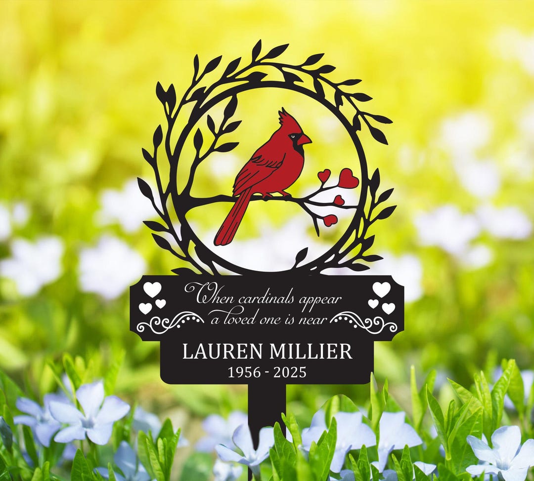 Personalized Memorial Stake Metal, Cardinal Garden Stakes, Cardinal ...