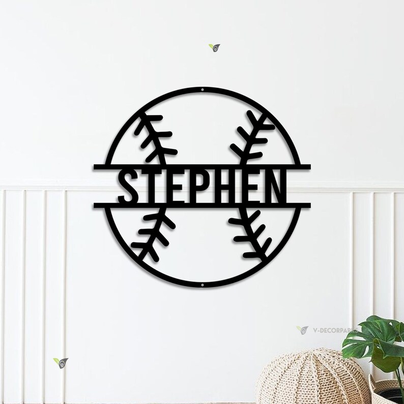 Custom Baseball Metal Wall Art With LED Light, Personalized Baseball ...