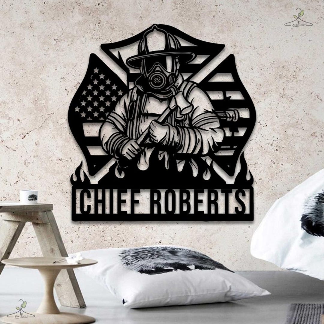 Personalized Firefighter Fireman Metal Sign, Custom Fire Fighter Fire ...