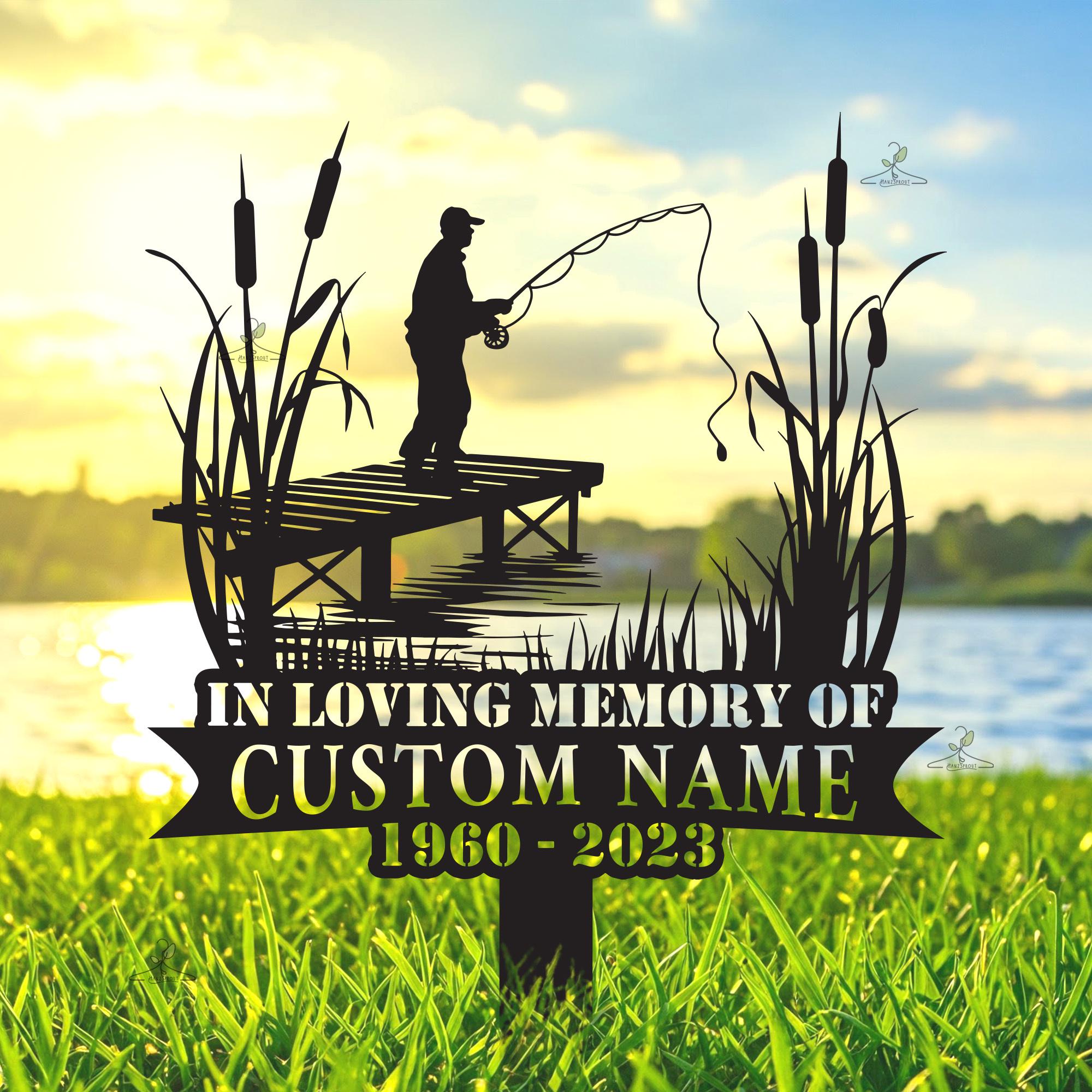 Personalized Bass Fishing Fisherman Memorial Stake,memorial Plaque With ...