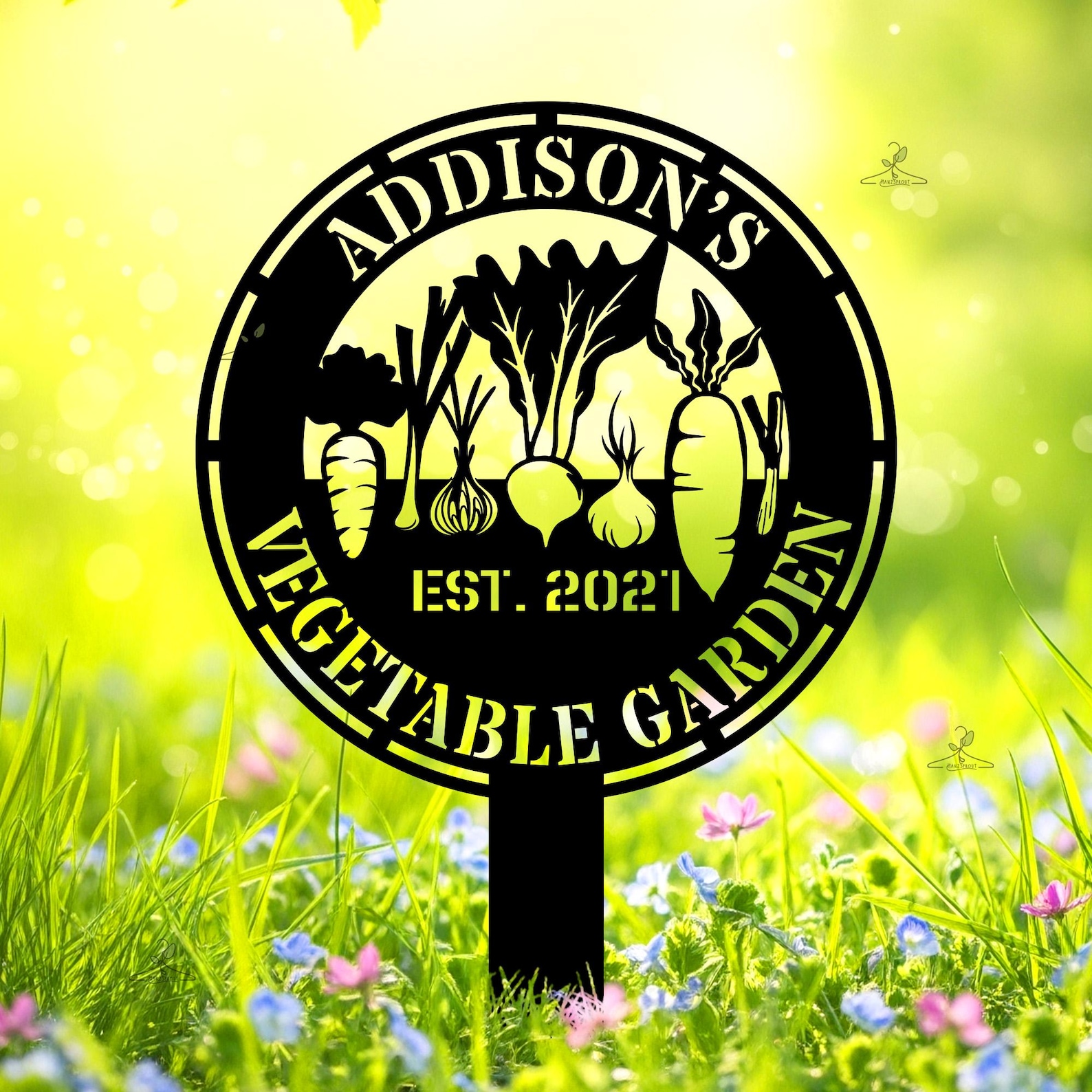 Personalized Vegetable Garden Sign, Custom Name Metal Garden Stake ...