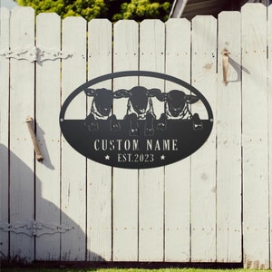 Custom Sheep Farmhouse Metal Wall Art, Sheep Ranch Decor, Garden Sign ...