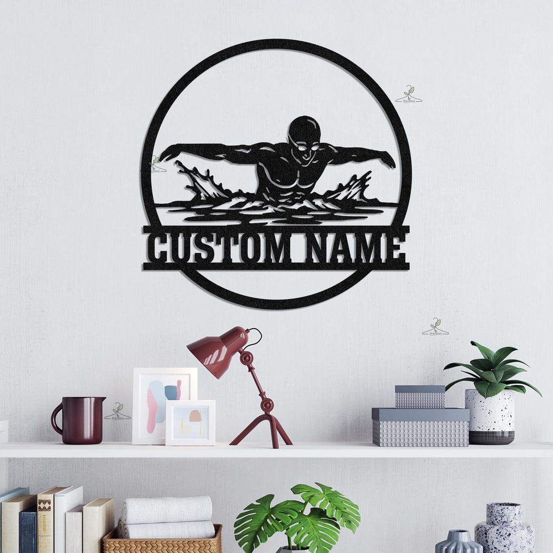 Custom Swimming Metal Sign, Metal Wall Decor for Swimmers, Personalized ...