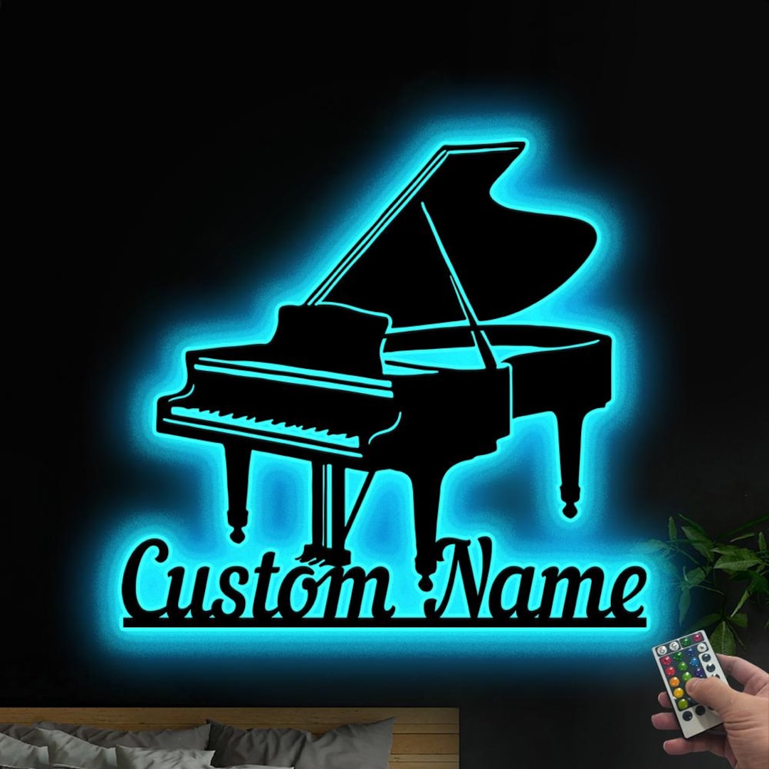 Custom Piano Wall Art Metal Sign With Led Lights, Personalized Piano ...