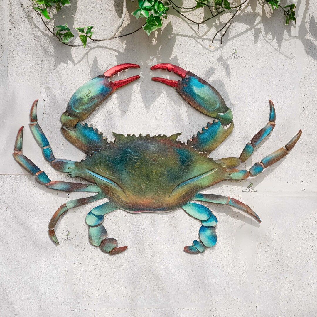 Beach House Crab Decoration, Blue Crab Metal Wall Art, Coastal Home ...