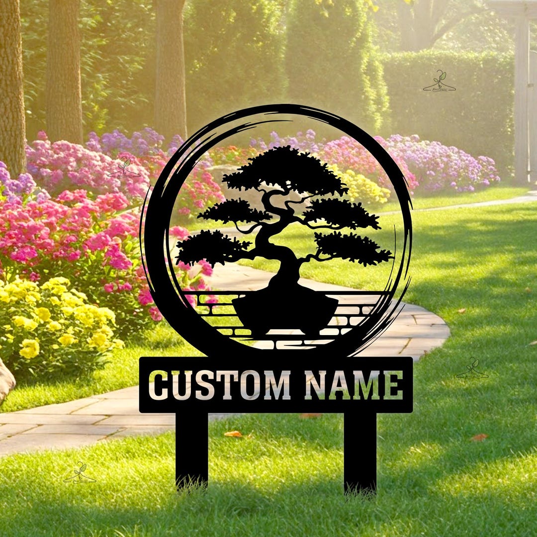 Personalized Japanese Tree Yard Art, Oriental Tree Silhouette Garden ...