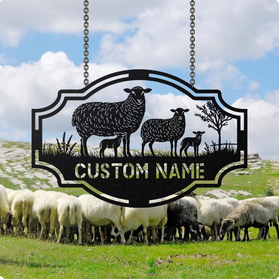 Custom Sheep Farmhouse Metal Sign, Goat Sheep Metal Wall Art, Custom ...