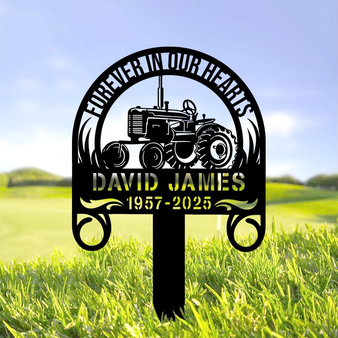 Personalized Memorial Tractor Sign, Tractor Stake, Farmer Memorial Gift ...