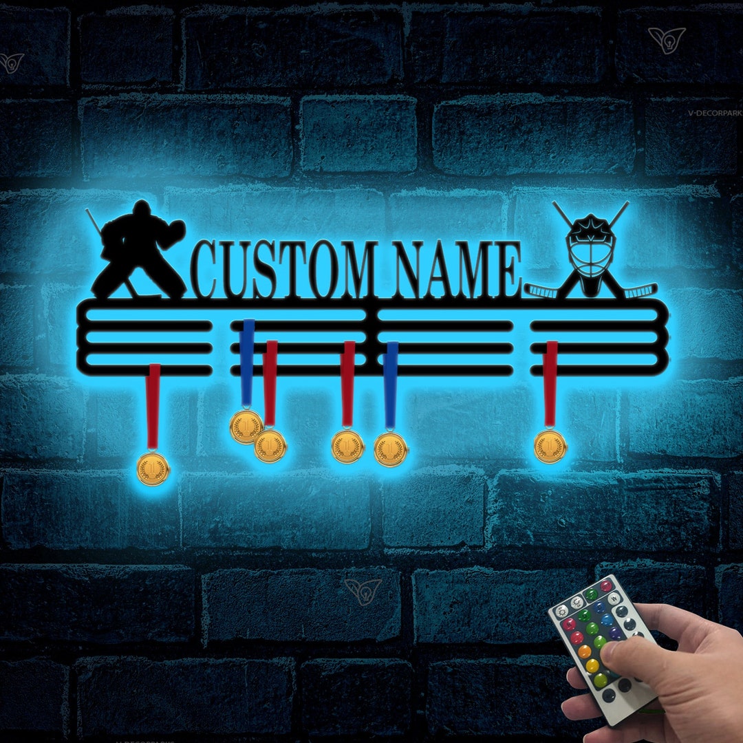 Hockey Sport Medal Hanger Monogram - 12 Rungs for Medals & Ribbons ...