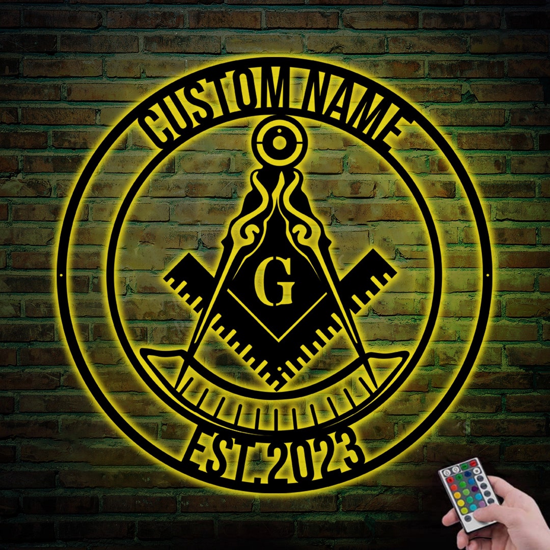 Masonic Square and Compass Metal Sign, Masonic Wall Art Masonic Symbol ...