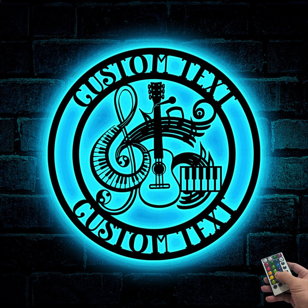 Personalized Musical Instruments Metal Wall Art With Led Lights, Custom ...