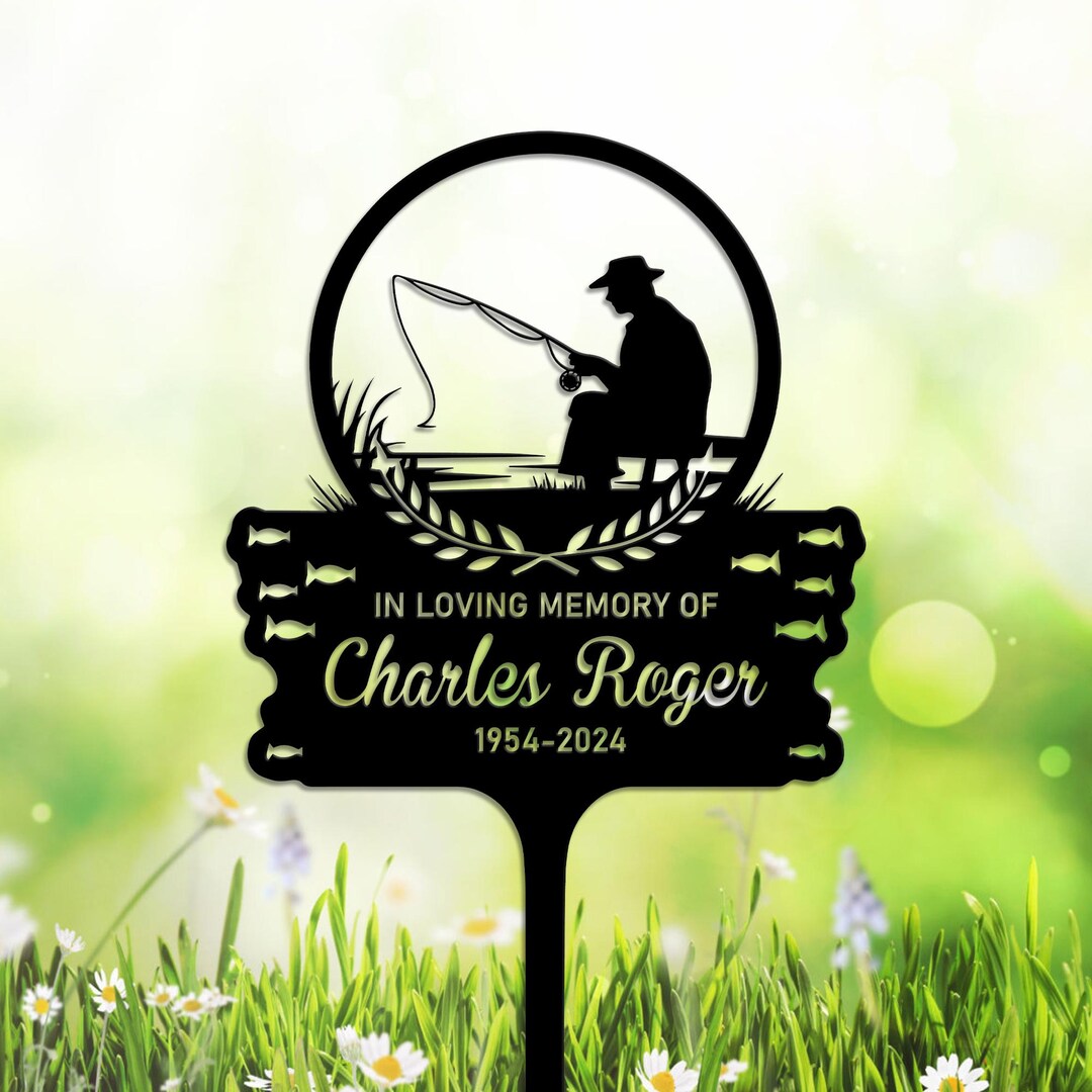 Personalized Hunting Memorial Sign, Fisherman Memorial Gift,grave ...