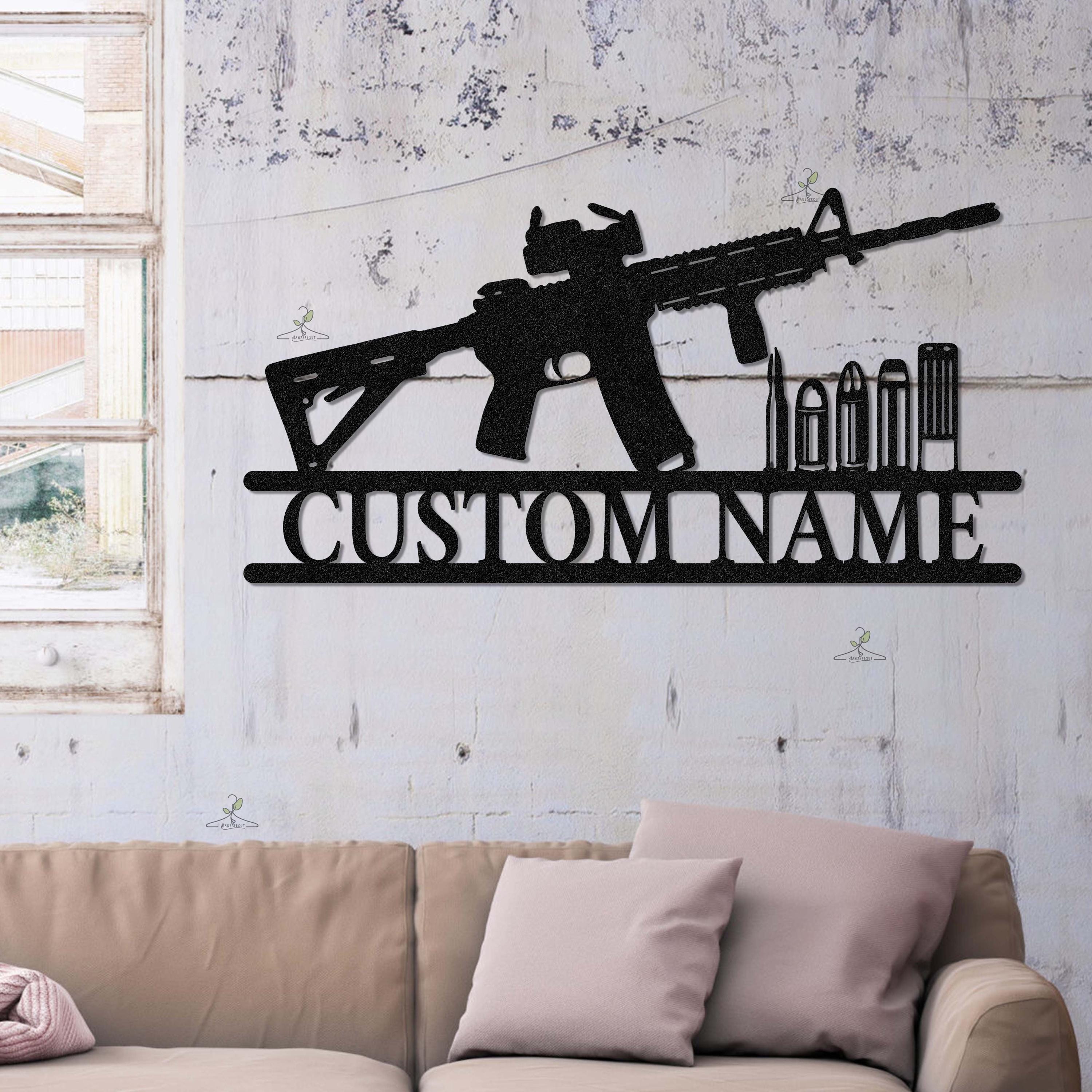Custom AR-15 Metal Sign With LED Light, Personalized Gun Art for Man ...