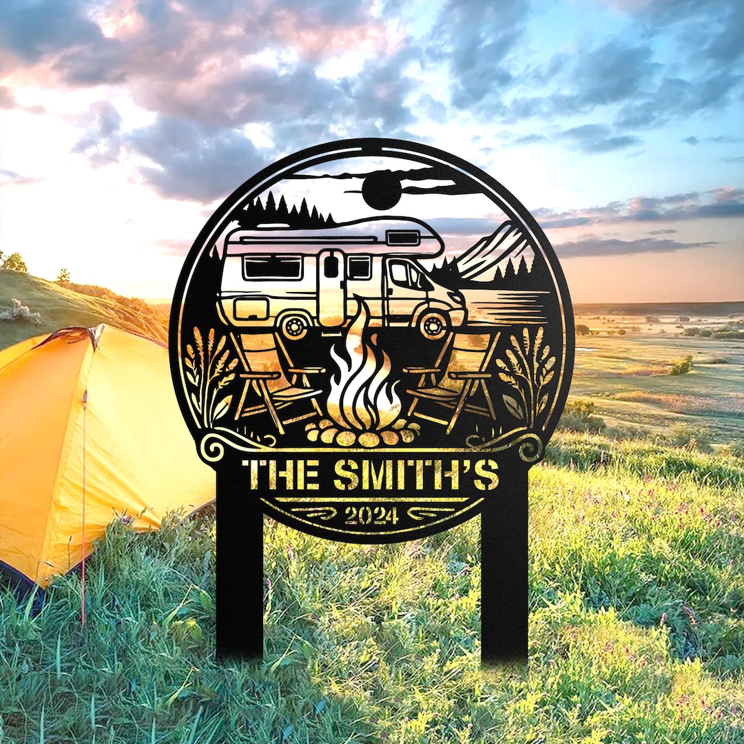 Personalized Your Own Camping Sign, Custom Name RV Camping Metal Art ...