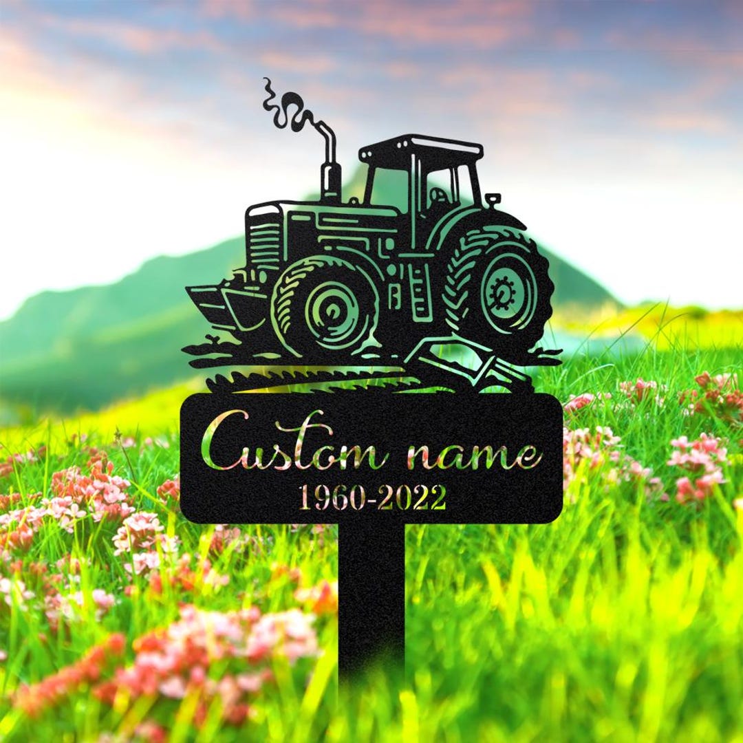 Personalized Farmer on Tractor Memorial Stake, Remembrance Stake for ...