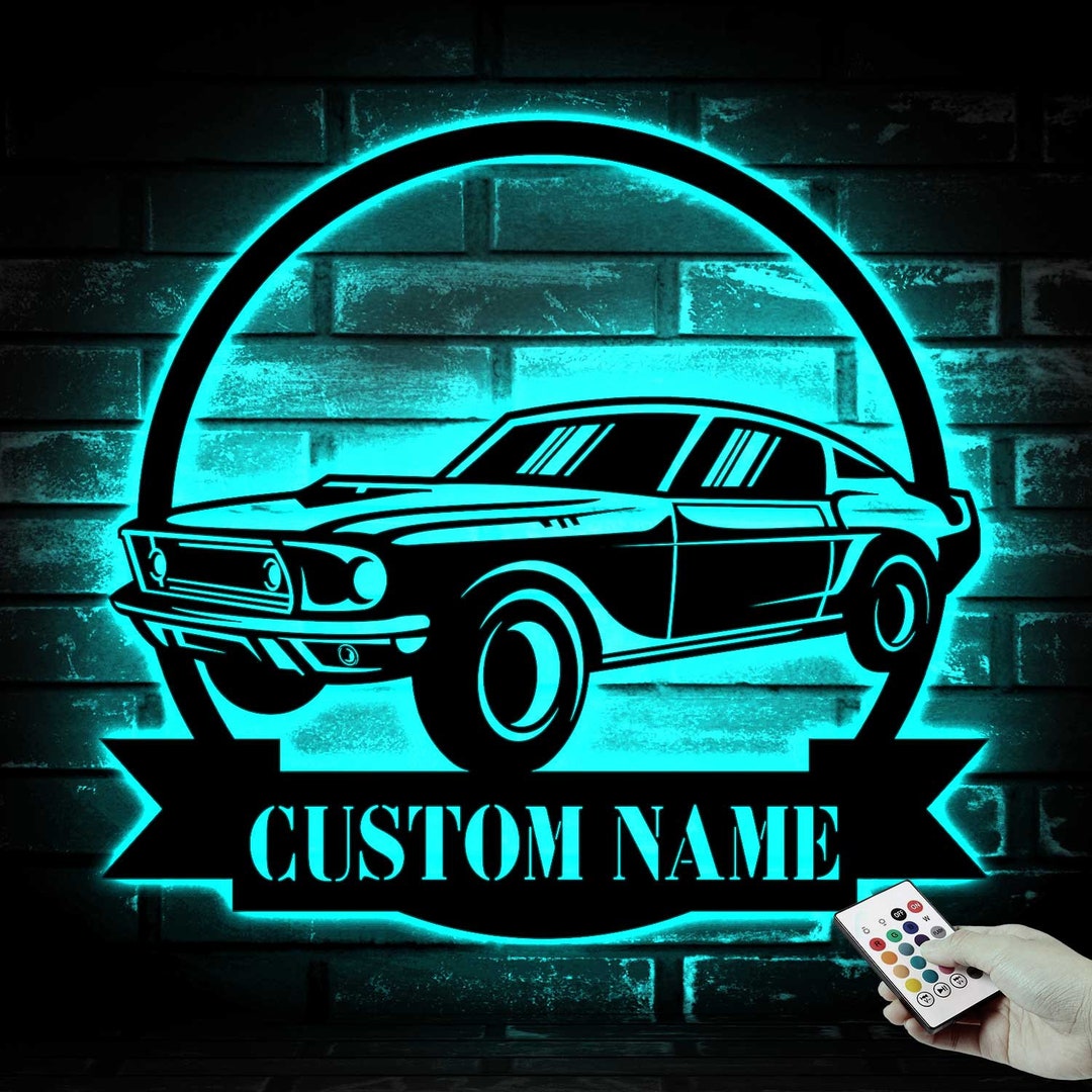 Custom Garage Metal Sign Wall Art With LED Lights | Personalized ...