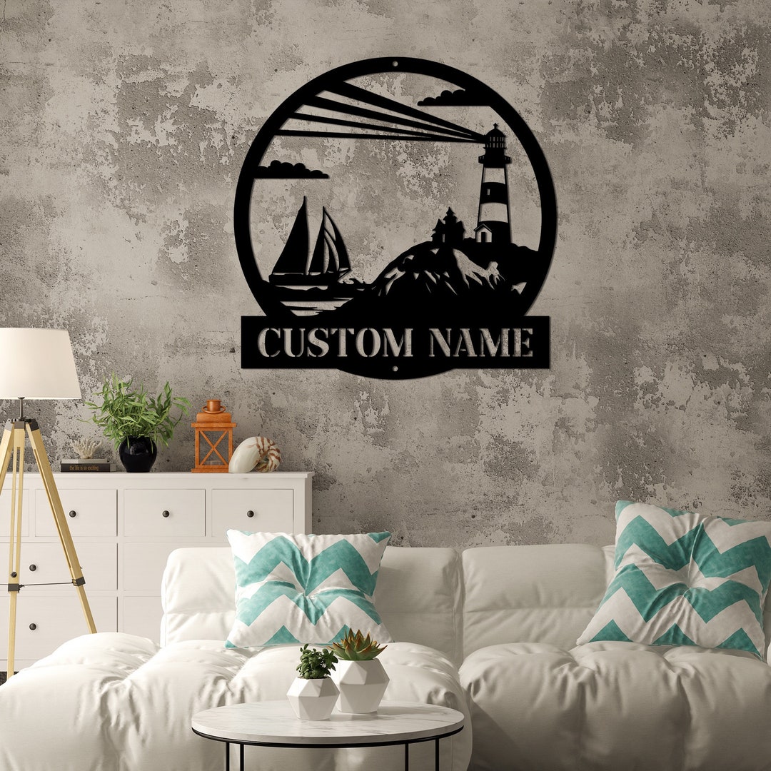 Custom Sailing Metal Wall Art, Lighthouse Metal Sign,nautical Decor ...