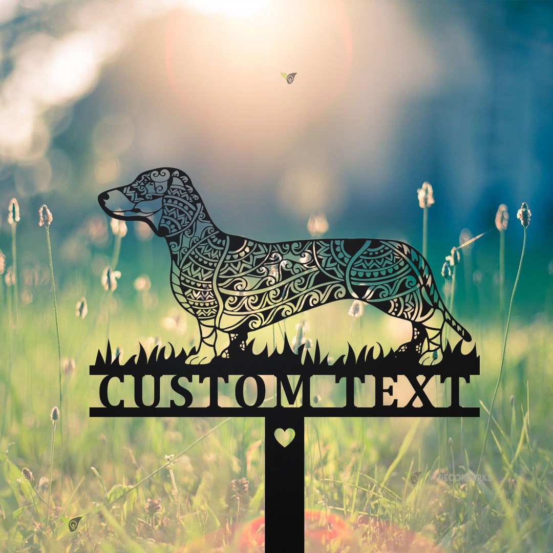 Dachshund Mandala Garden Stake Metal, Dachshund Zentangle Metal Yard ...