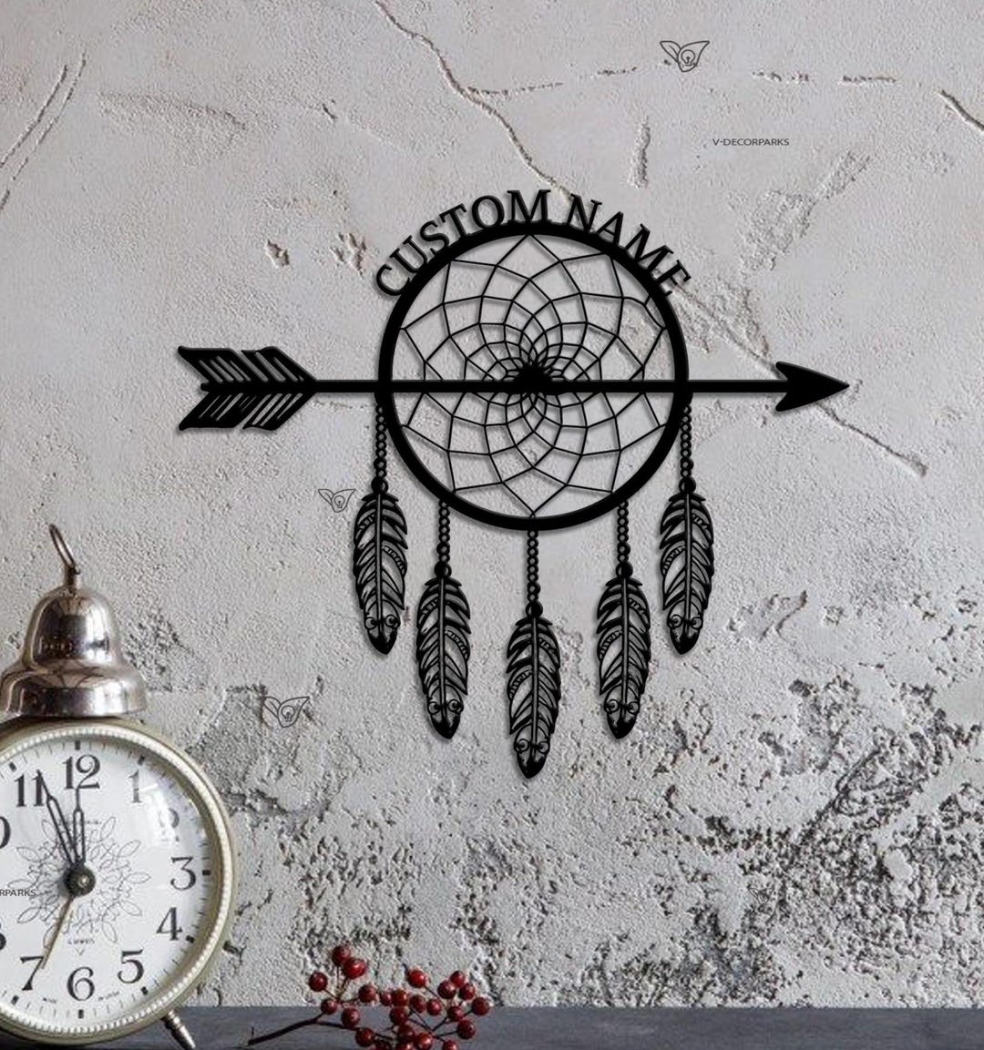 Custom Dream Catcher Metal Wall Art Arrow Feathers Metal Sign Dream ...
