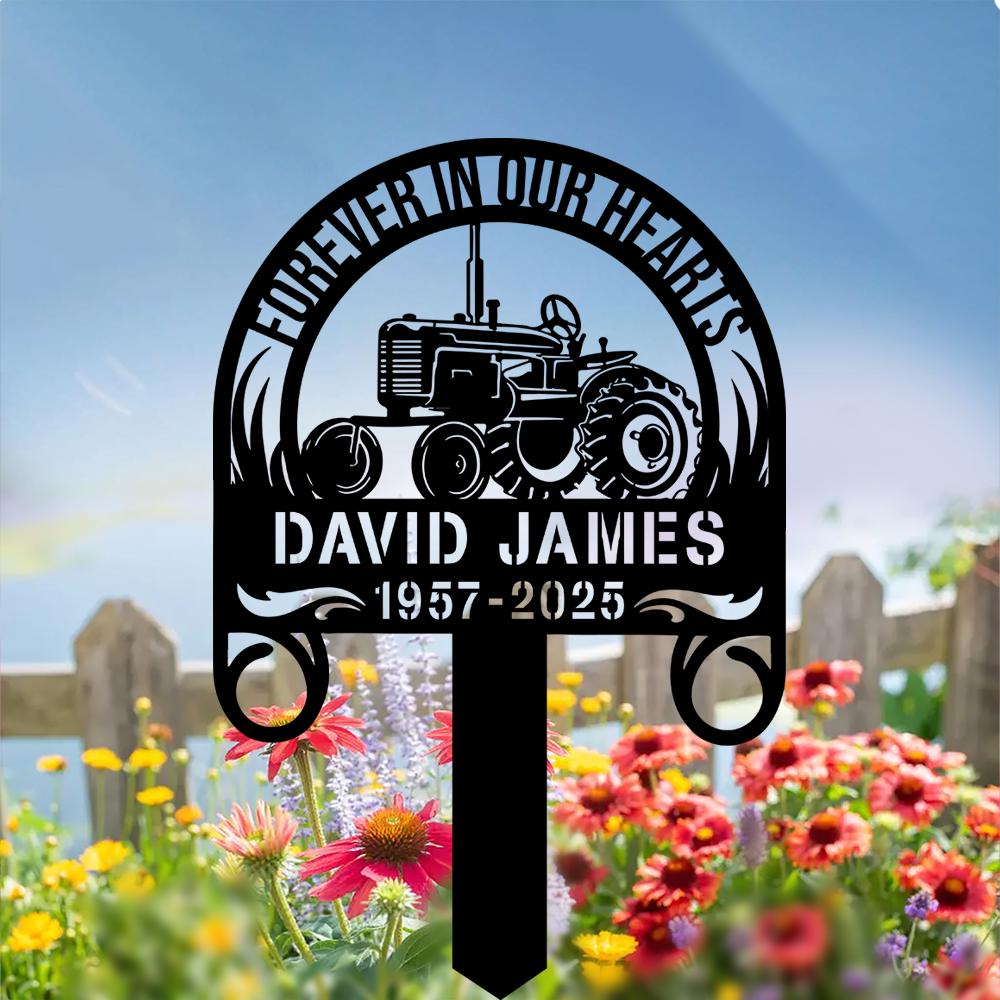 Personalized Memorial Tractor Sign, Tractor Stake, Farmer Memorial Gift ...