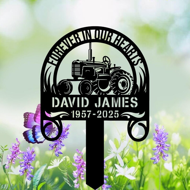Personalized Memorial Tractor Sign, Tractor Stake, Farmer Memorial Gift ...