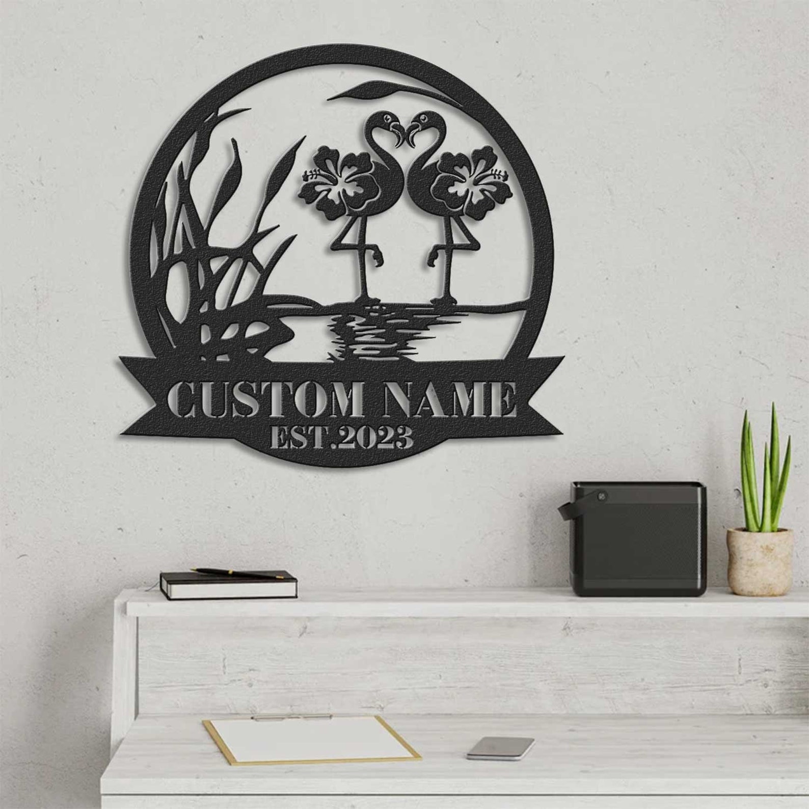 Custom Name Couple Flamingo Metal Sign,personalized Flamingos Name Sign ...