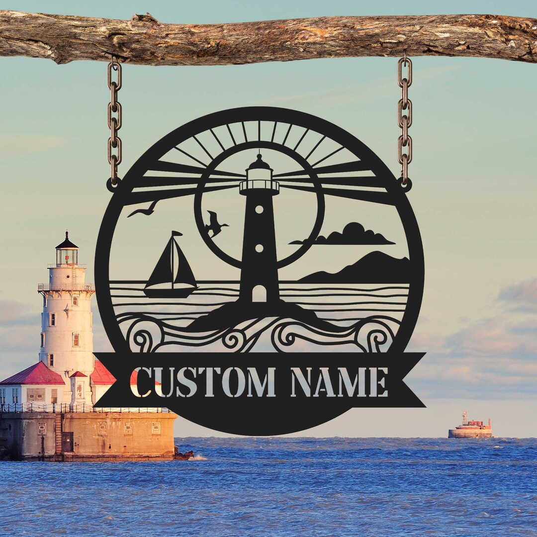 Custom Lighthouse Metal Signs | Personalized Beach Decor | Lake House ...