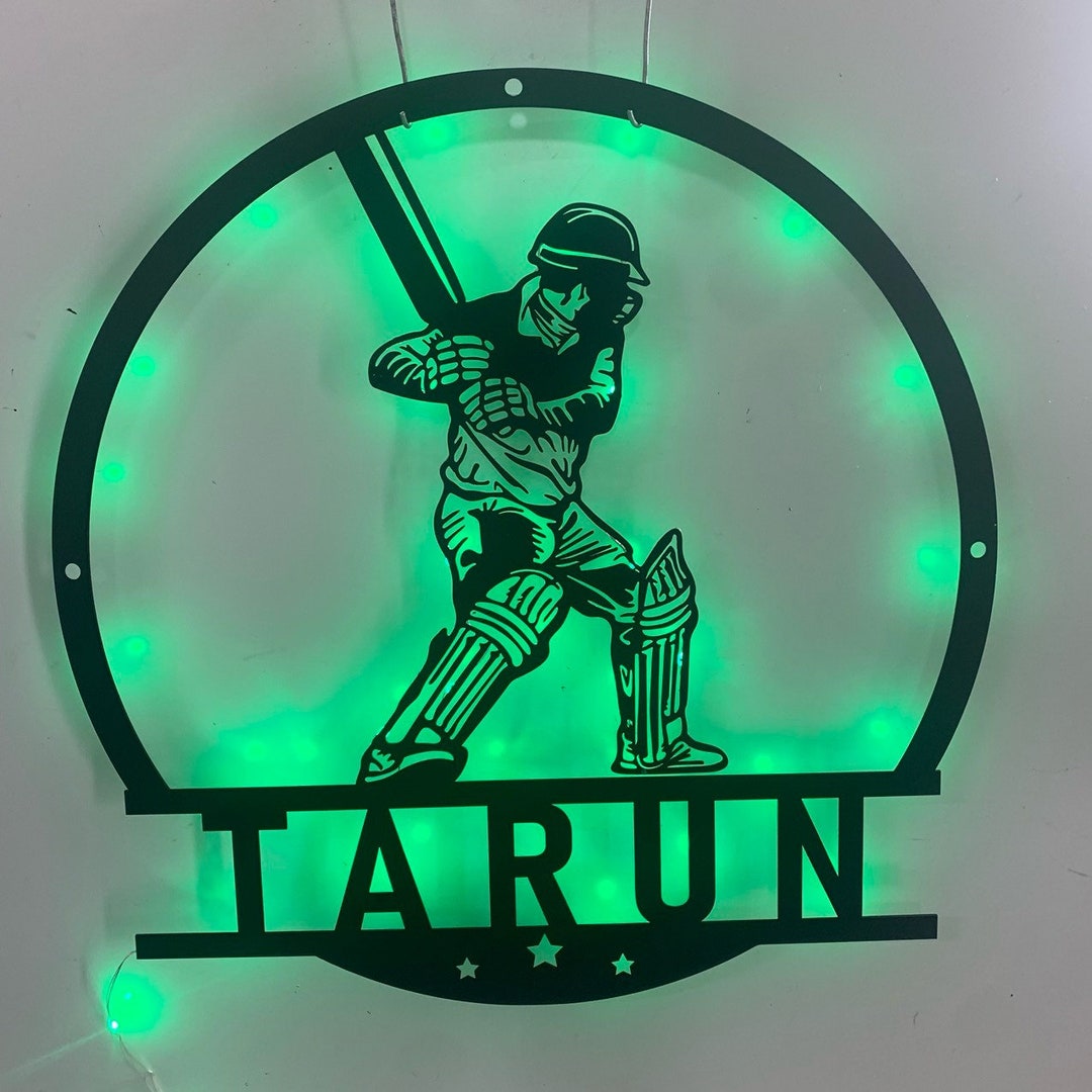 Custom Metal Cricket Sign With Led Light,cricket Sport Wall Decor ...