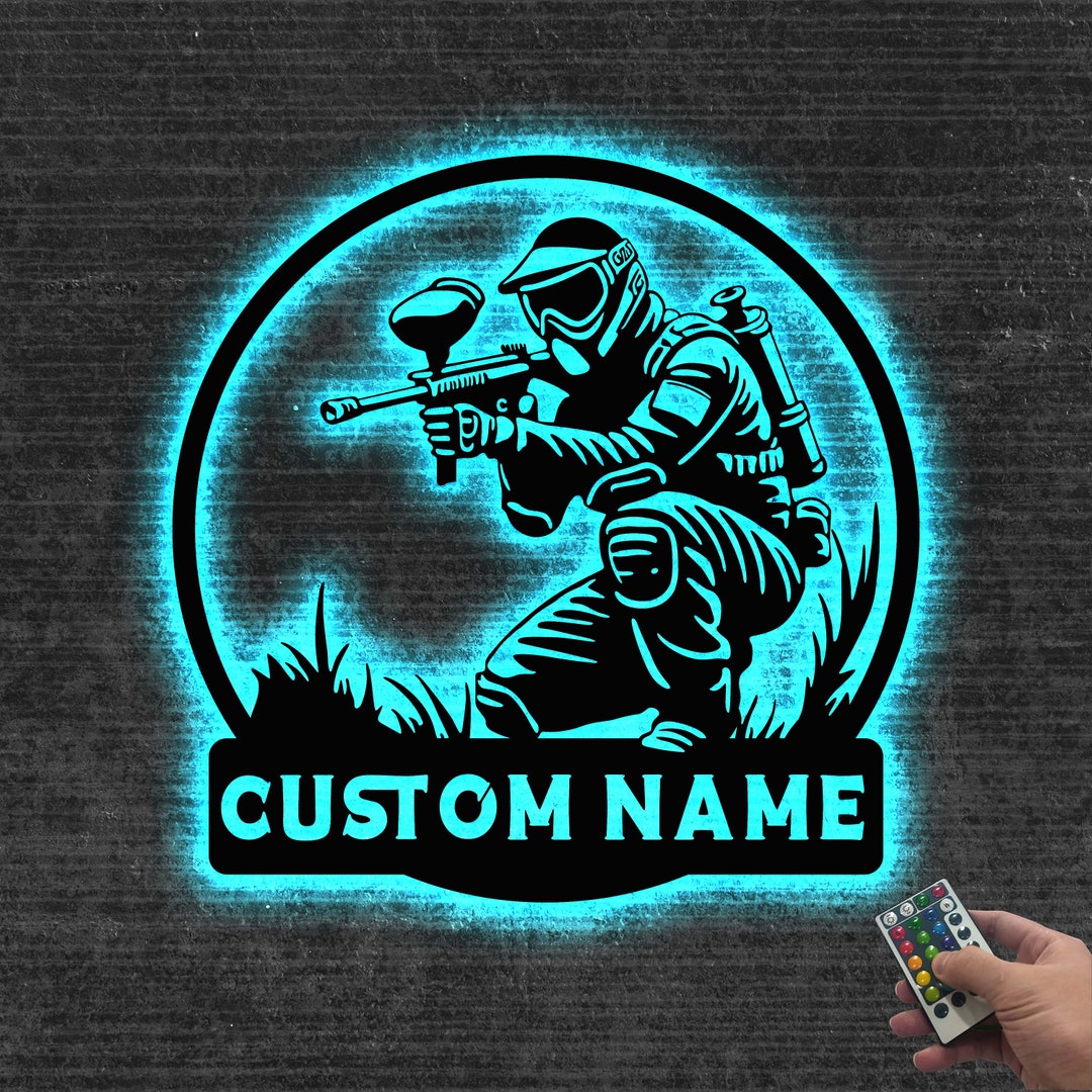 Custom Paintball Metal Sign With Led Light, Paintball Metal Wall Art ...