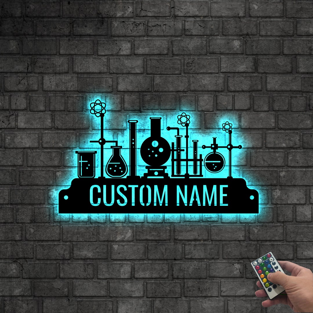 Custom Scientist Metal Wall Art LED Light,science Home Decor,chemistry Laboratory,science Home ...