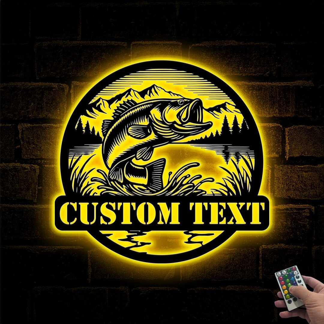 Personalized Fish Metal Name Sign Led Light,outdoor Bass Fishing Sign ...