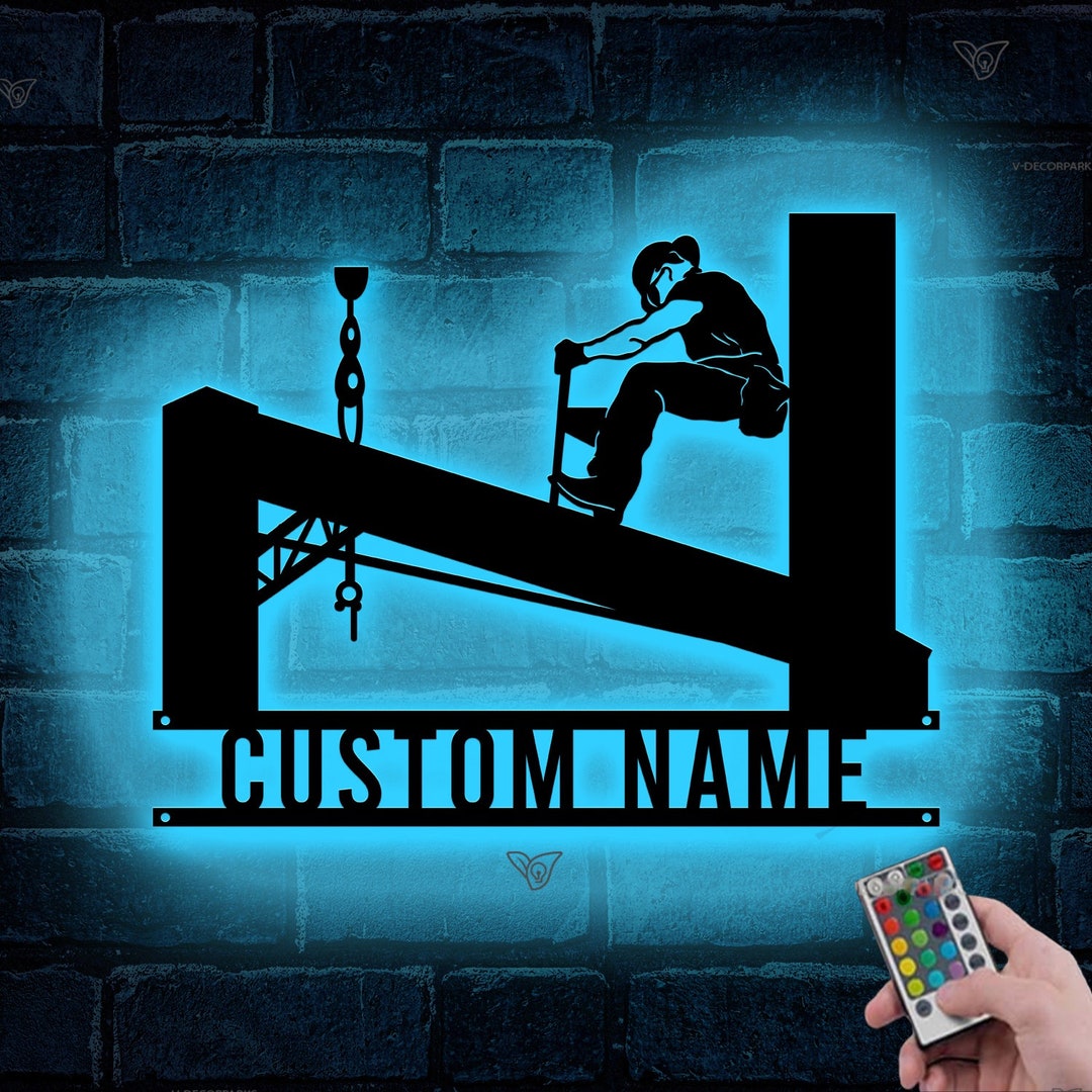Custom Ironworker Metal Sign Led Lights, Welder Name Sign, Ironworker ...