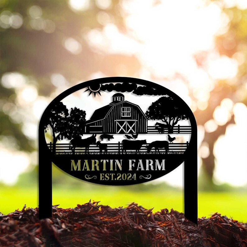 Farm Sign Metal Address Stake, Family Name Customizable Yard Sign With ...