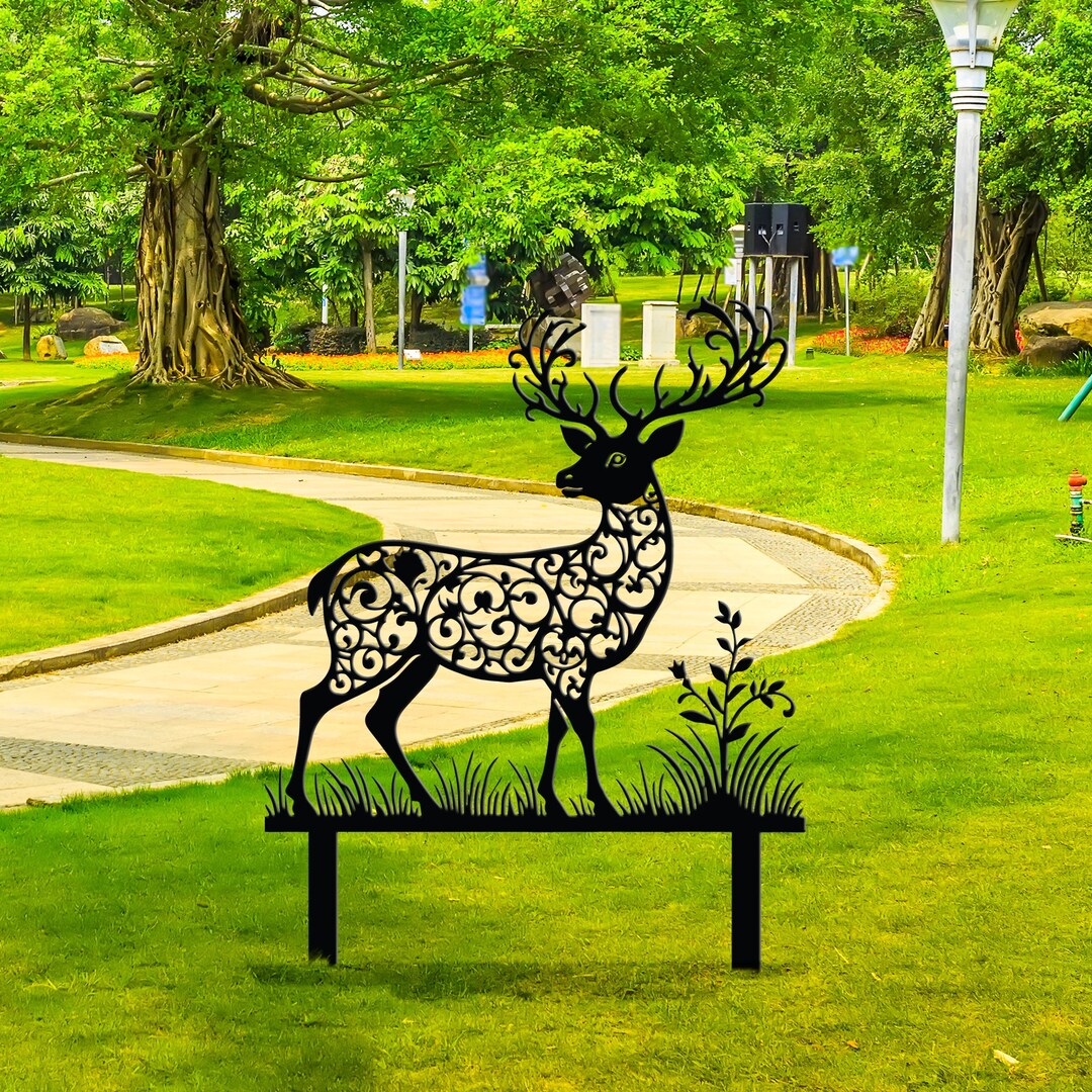 Rustic Metal Signs, Deer Metal Fall Yard Decoration, Metal Reindeer ...