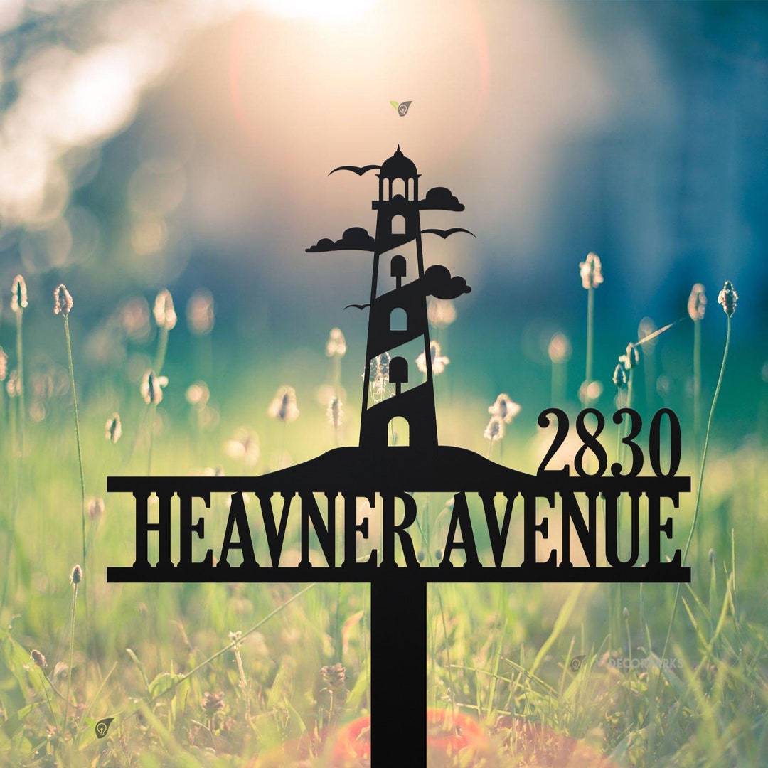 Custom Lighthouse Address Yard Sign,coastal Beach House Address Plaque ...