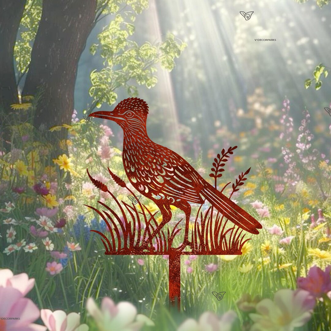 Rustic Roadrunner Metal Sculpture , Roadrunner Garden Stake, Metal Bird ...