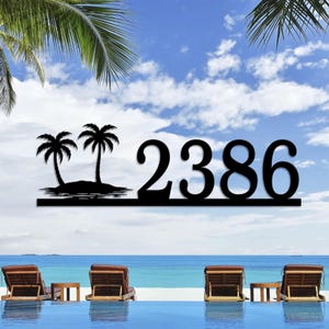 Personalized Palm Tree House Number Metal Sign | Outdoor Sign| House ...