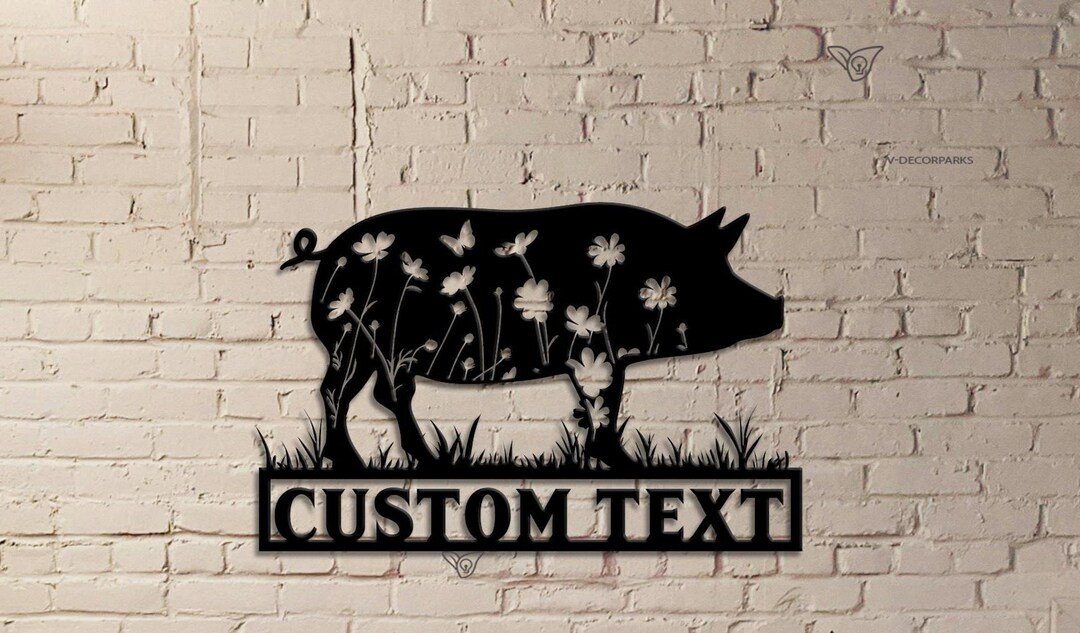 Personalized Pig Metal Sign With Stakes, Custom Pig Sign Name, Pig Farm ...
