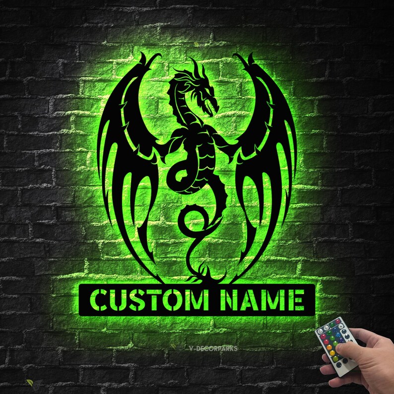 Dragon Monogram Sign,custom Dragon Metal Art,dragon Name House Sign ...