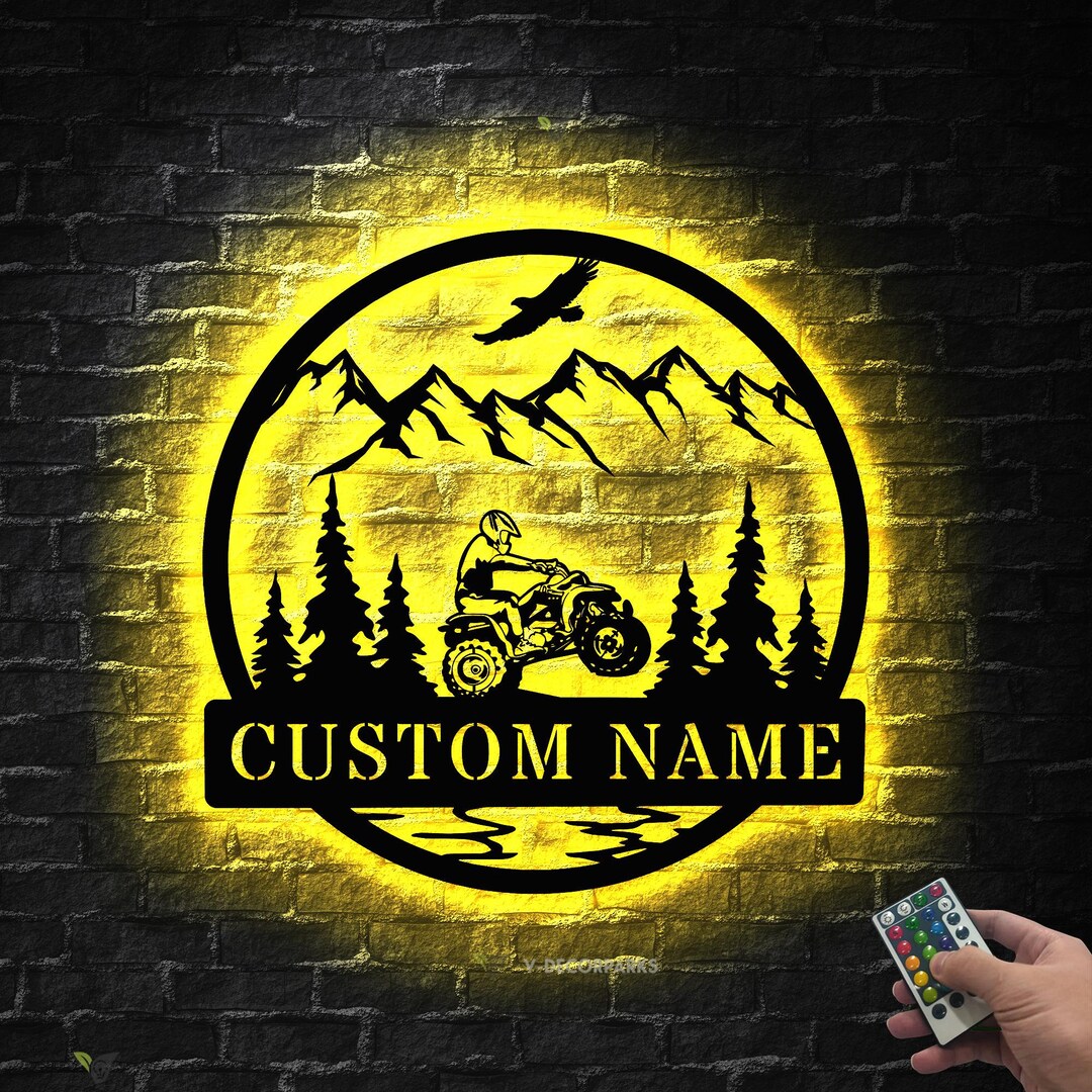 Custom ATV Metal Monogram Sign Led | Quad Motocross Four Wheeler Sign ...