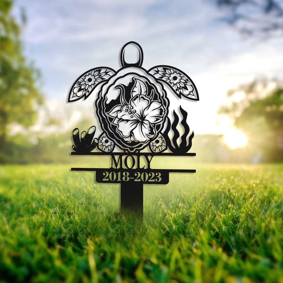Custom Turtle Memorial Stake, Remembrance Stake, Garden Decor, Floral ...