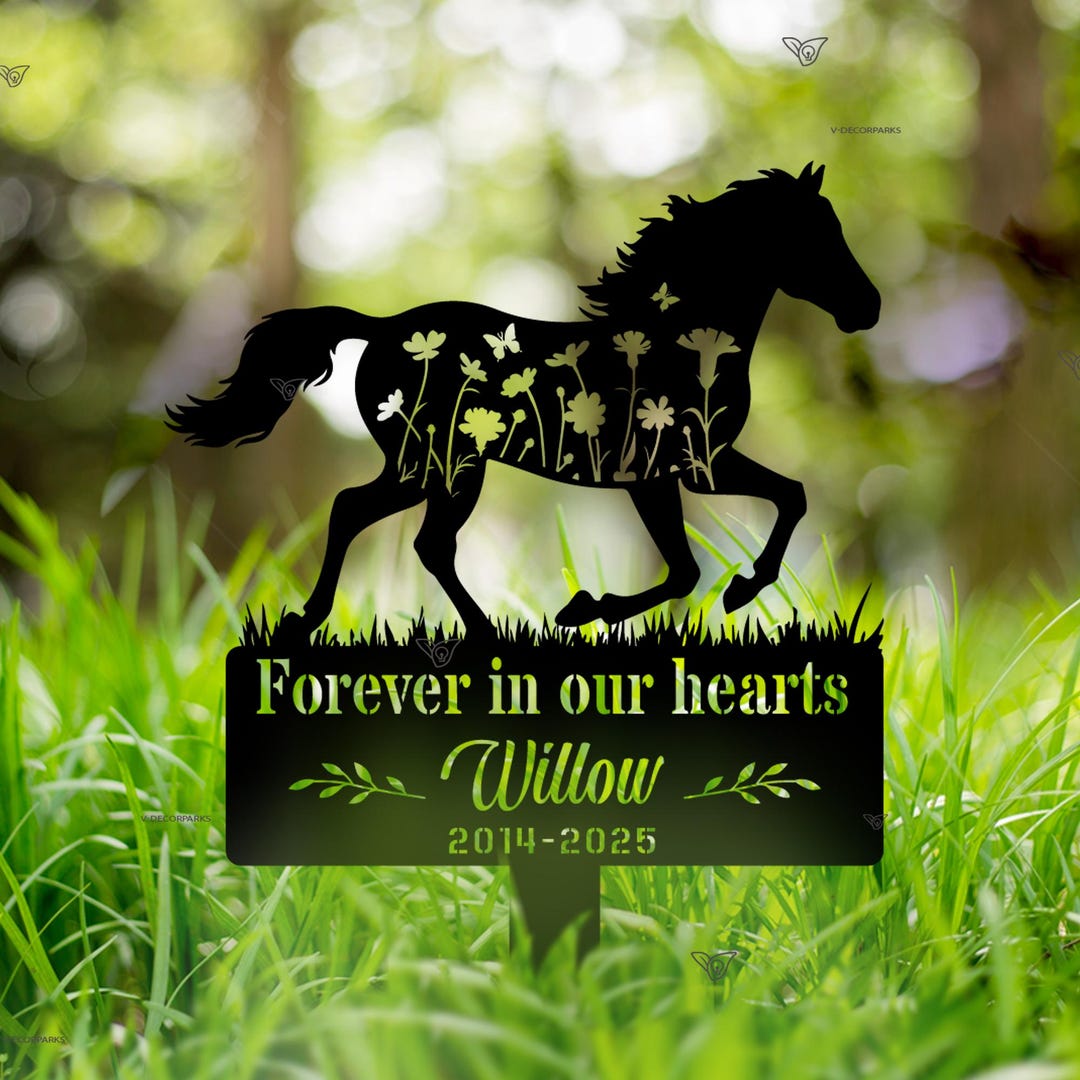 Personalized Horse Memorial Sign Metal, Horse Stake, Grave Marker ...