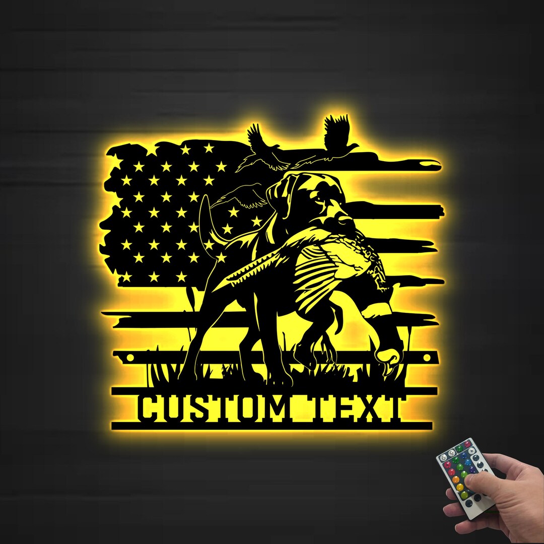 Custom Pheasant Vizsla Dog Hunting Metal Wall Art LED Light ...