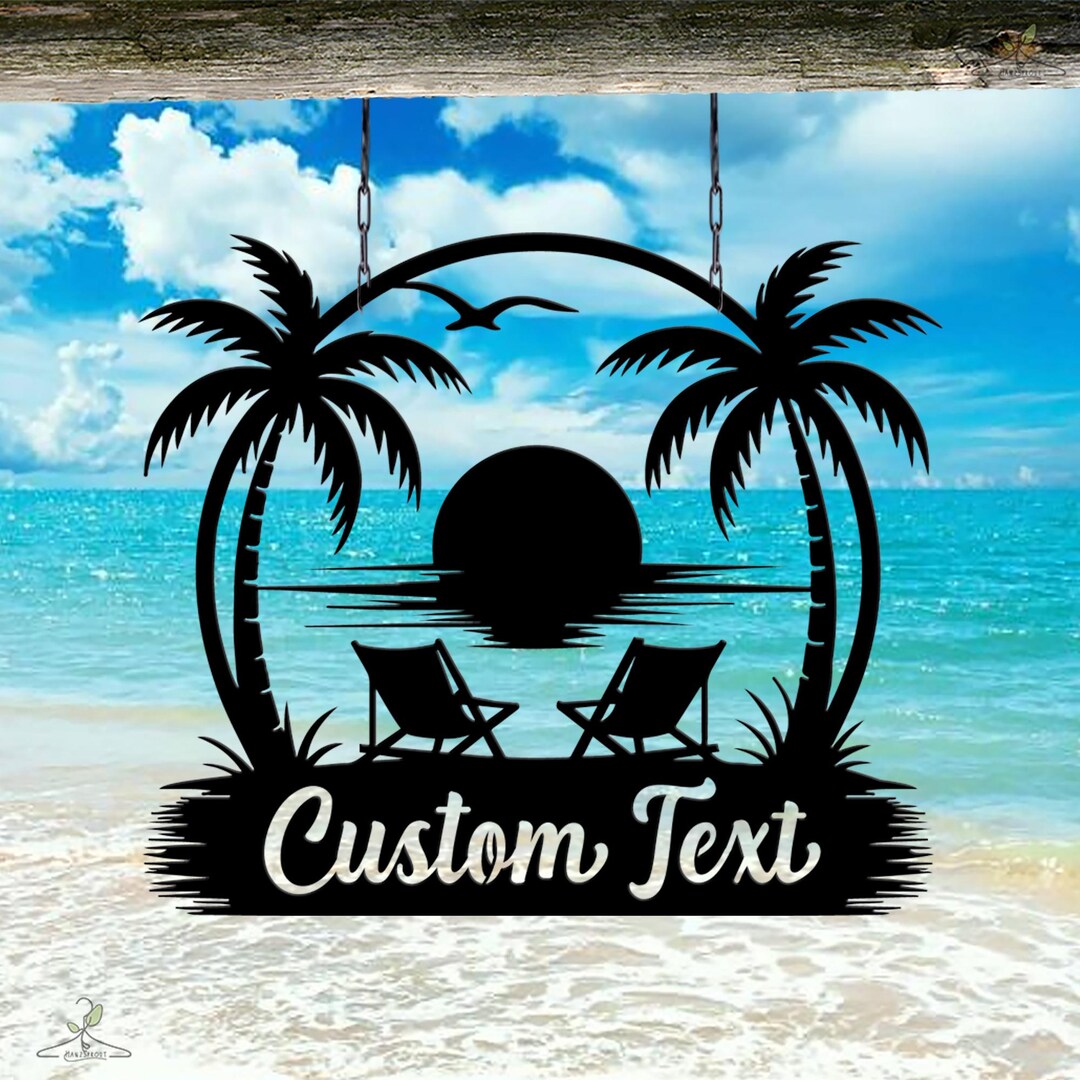 Custom Sunset Beach Sign Metal Monogram, Wedding Gift Gift, Family Name ...